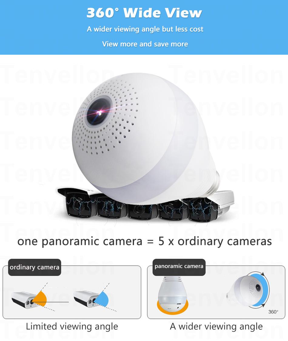 V380S Light Bulb V380 S WI-FI CCTV Panoramic Security Camera FV-A3608 ...
