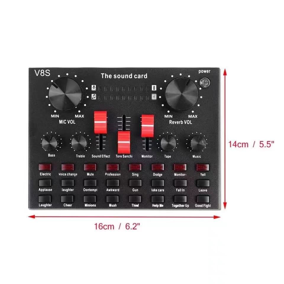 JHC 2021 New V8S Bluetooth USB External Sound Card Live Broadcast ...