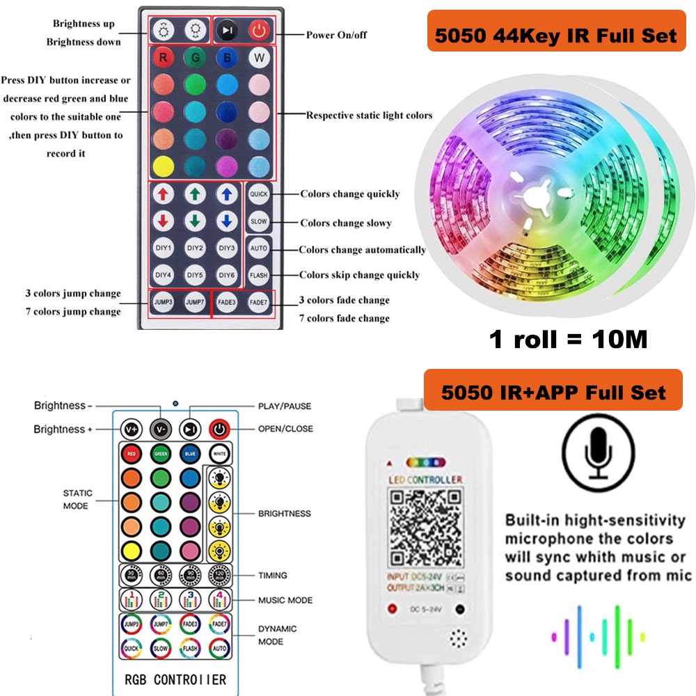 Led Strip Light 5050/2812/2835 40M 30M 20M 15M 10M 5M Waterproof RGB ...