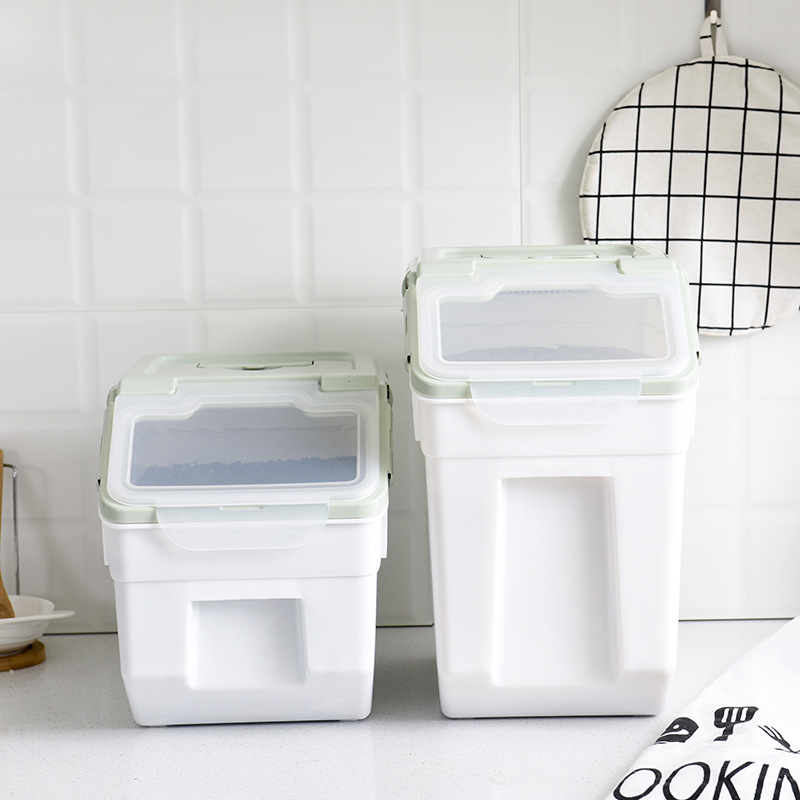 25/15/10kg PP Rice Bucket Rice Storage Container With Wheels ...