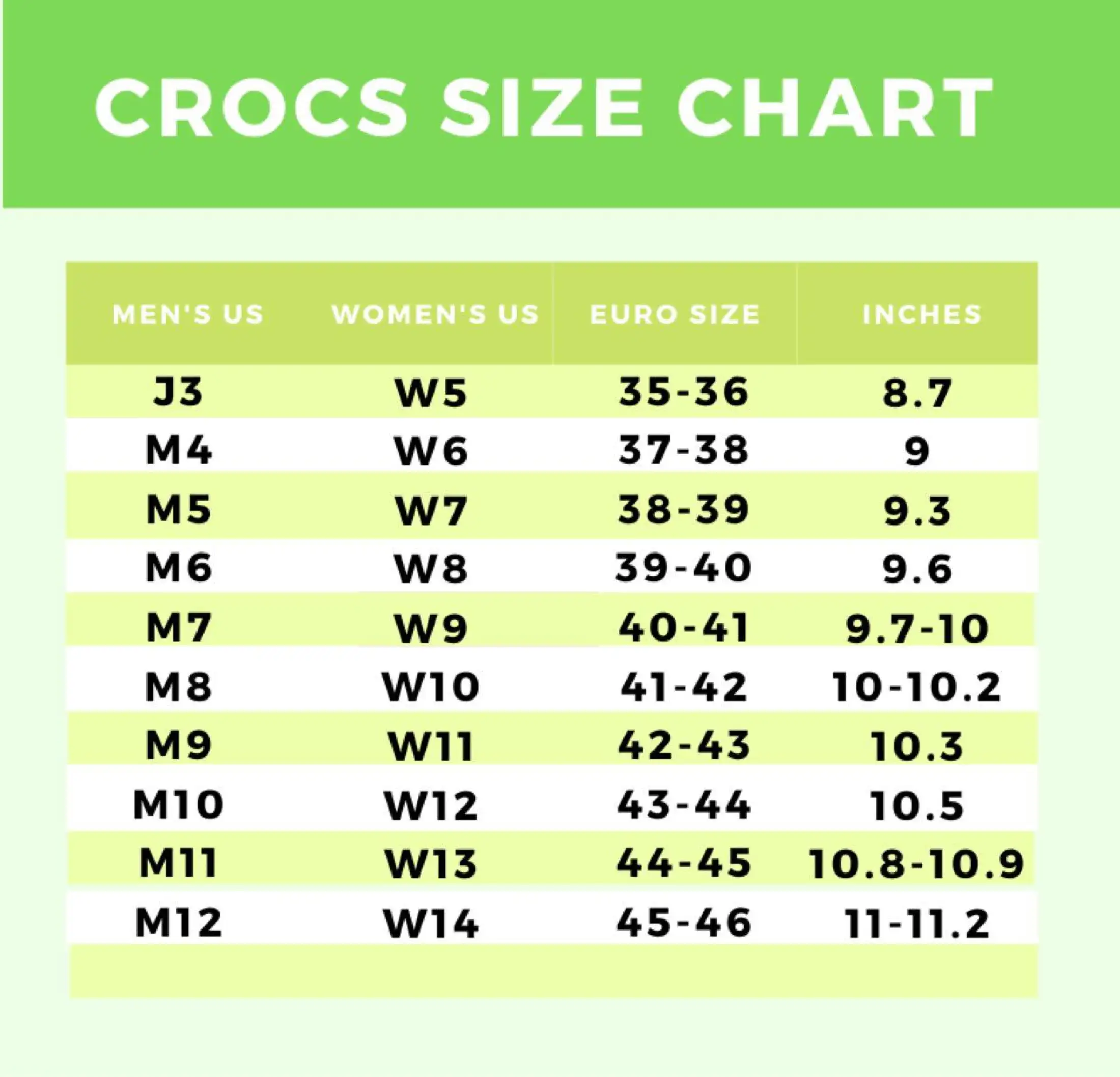 Crocs Shoe Size Chart Adult Kids Sizing Crocs Art kk Crocs Shoe Size Chart Adult Kids Sizing Crocs Art kk