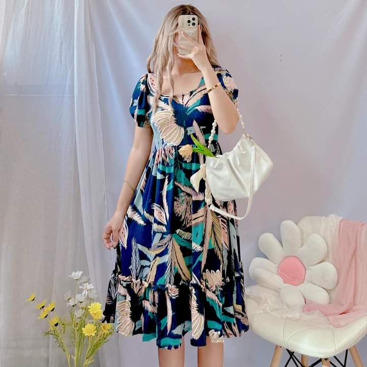 LESEKA:Square Neck Puff Dress Floral For Womens./Ladies High Quality ...