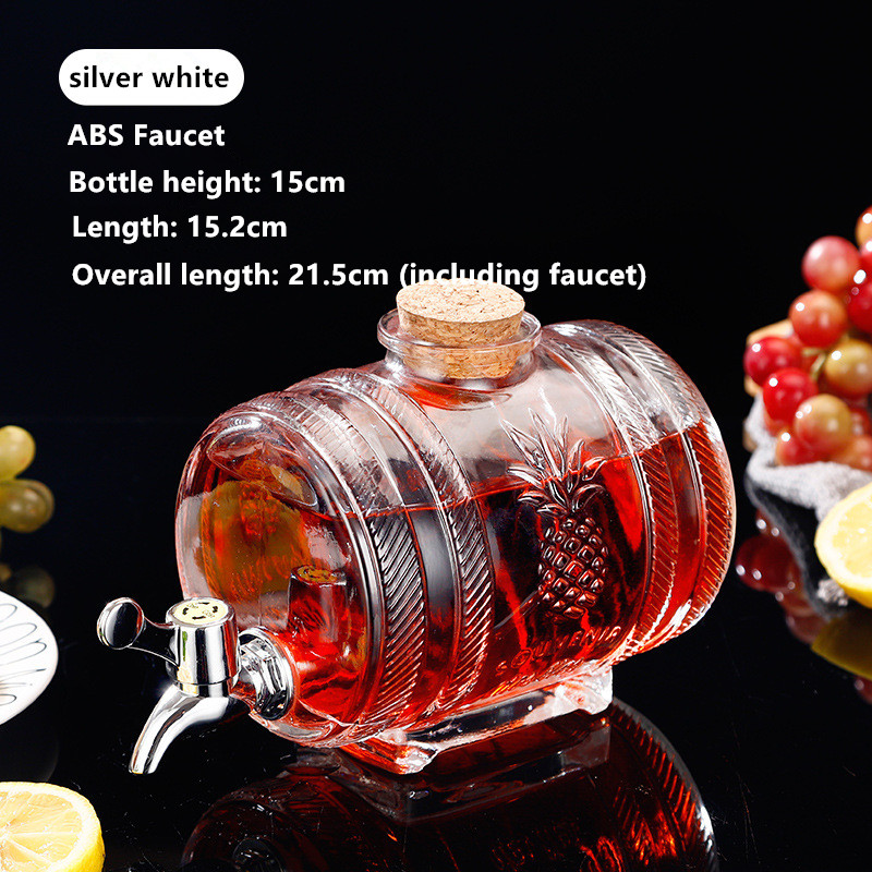 Household 1L wine barrel glass sealed bubble wine bottle with faucet 2 ...