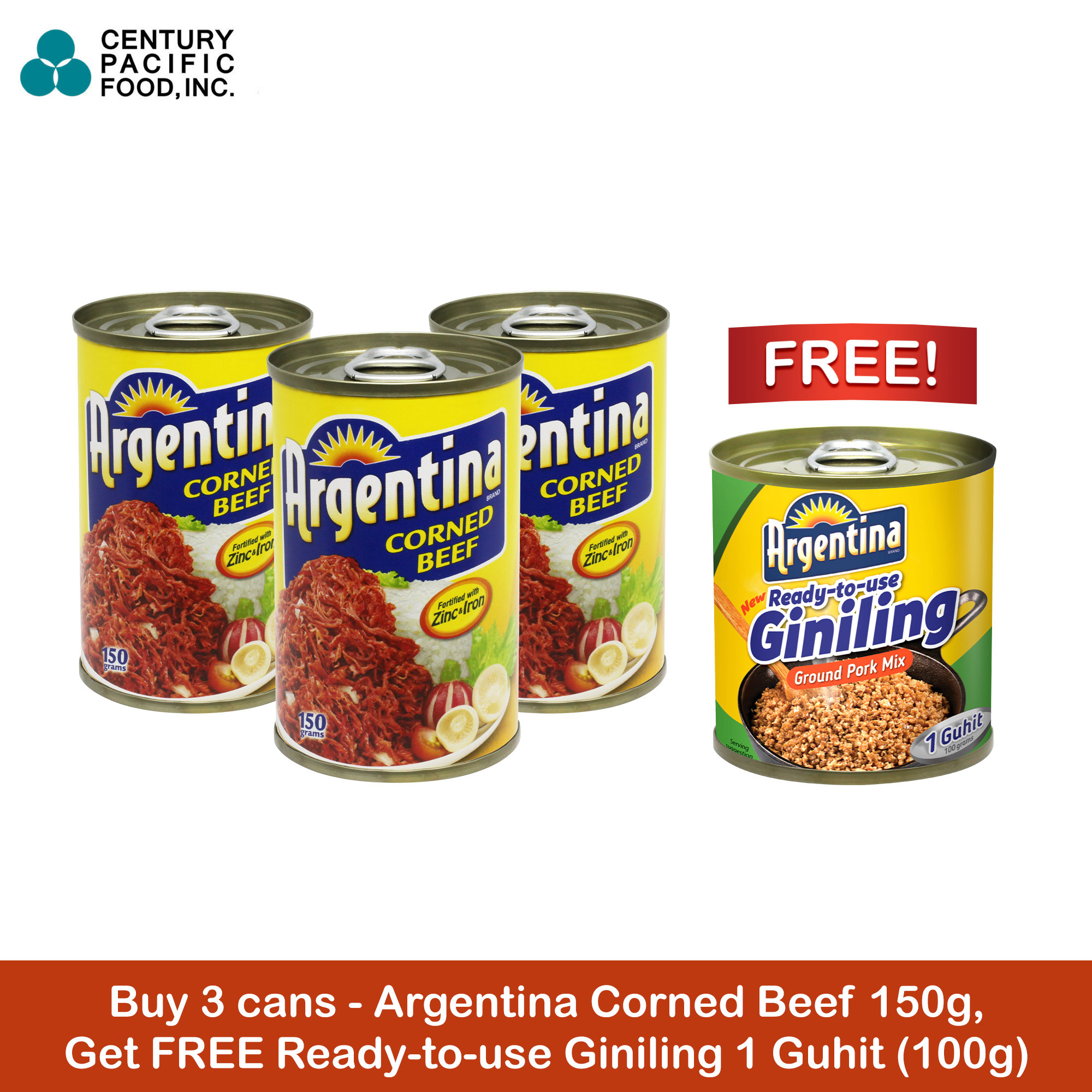 Argentina Corned Beef 150g Pack of 3 + Argentina Ready-to-use Giniling ...