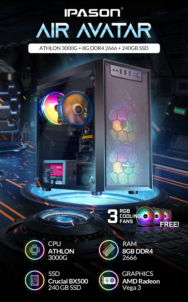 IPASON New Gaming PC AMD Ryzen 3 3250U Athlon 3000G 8G DDR4 2400 240G ...