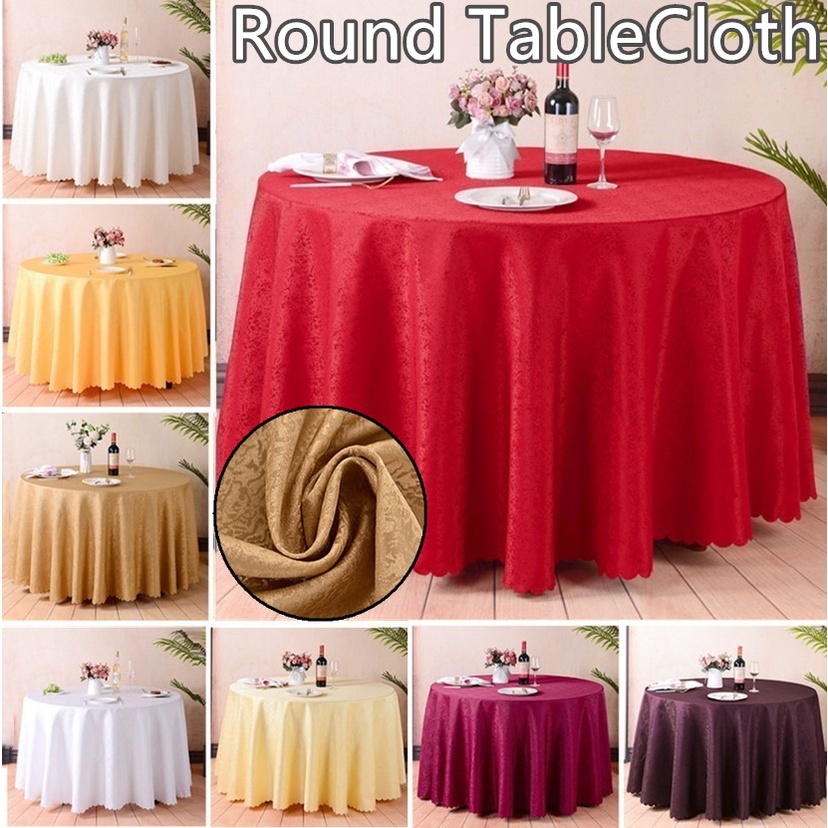 Round Table Cloth Polyester Cover Oil Proof Wedding Party Banquet Home ...